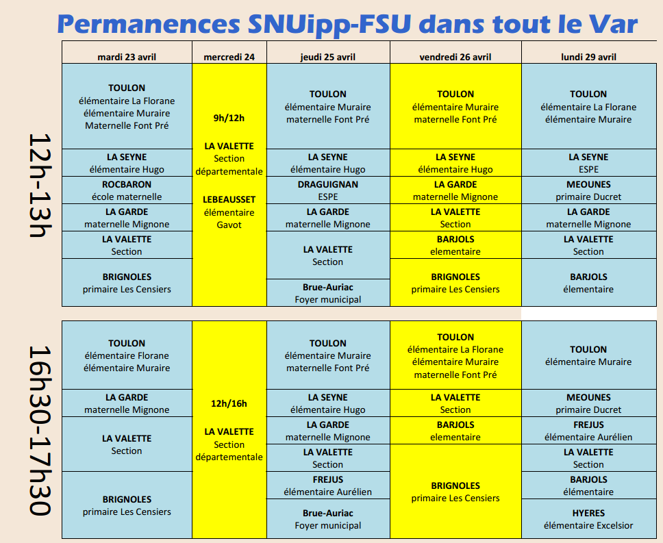 Les permanences - SNUipp-FSU
